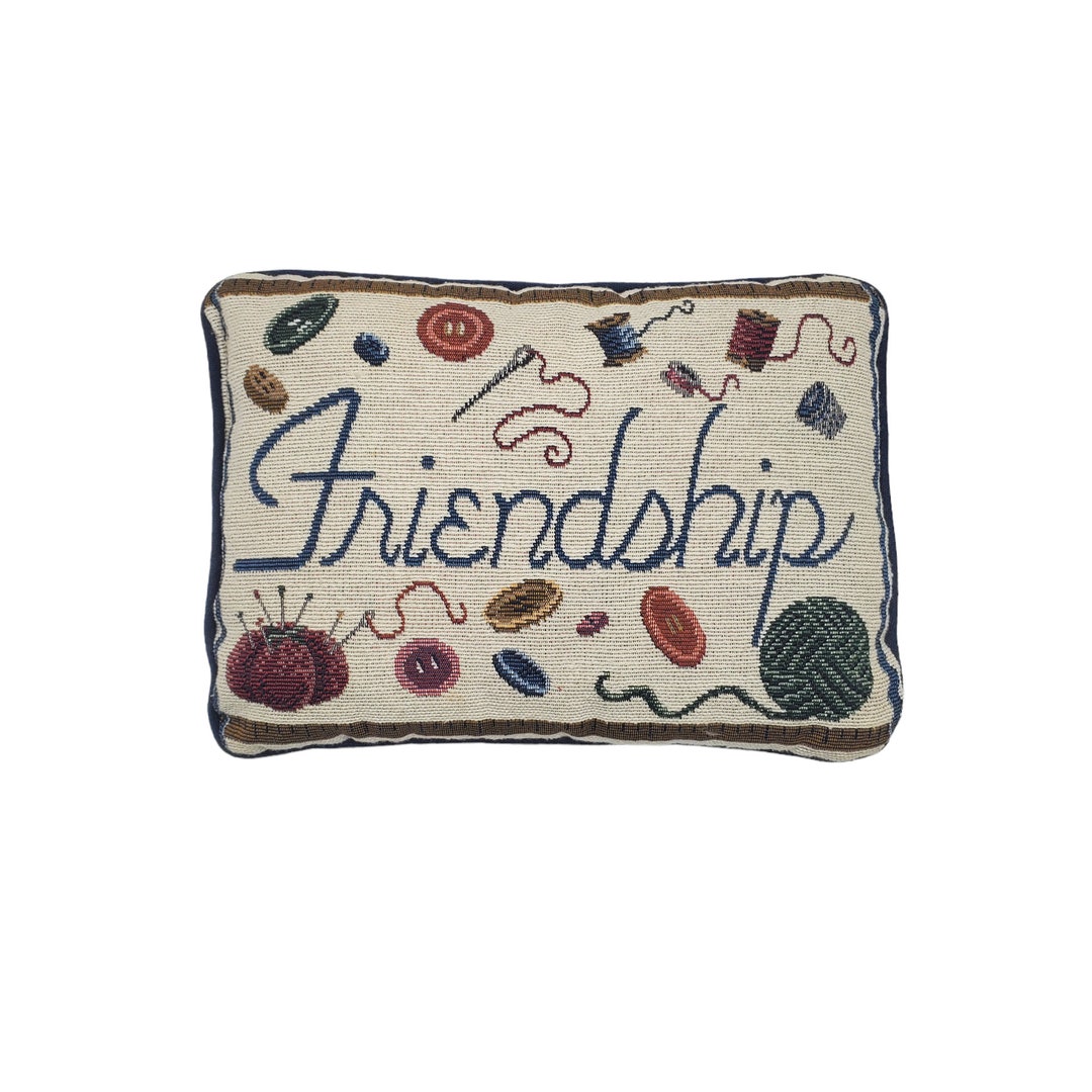 Vintage Friendship Sewing Notions 8x12 Decorative Lumbar Tapestry ...