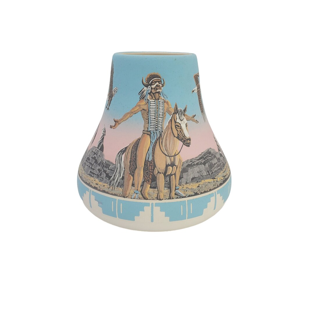 Vintage Richard Underbaggage Sioux Hand Painted Native American Eagle ...