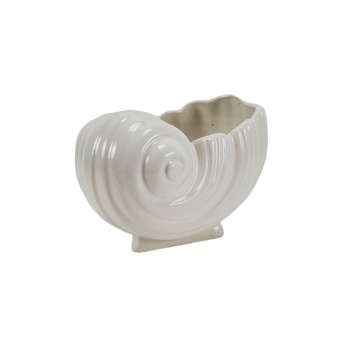 Vintage White Glazed Ocean Beach Nautilus Seashell Shell Pottery ...