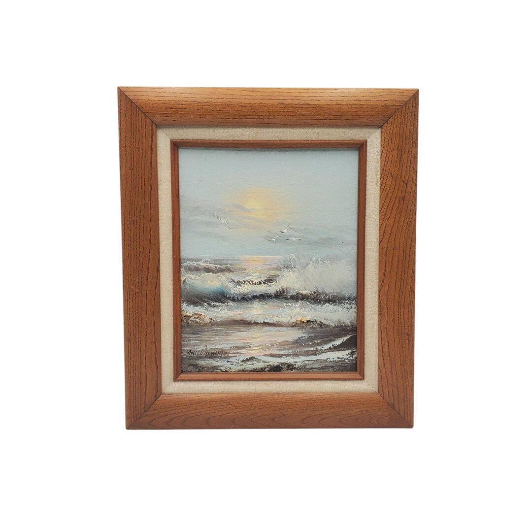 Vintage Beech Street Art Company 1990s Artist Signed Ocean Waves Beach ...