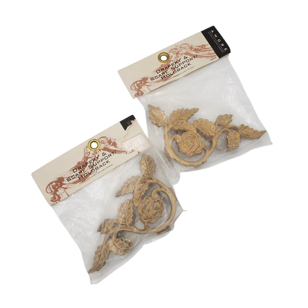 Vintage Pair of Hollywood Regency Gold Tone Rose Flower Floral Iron ...