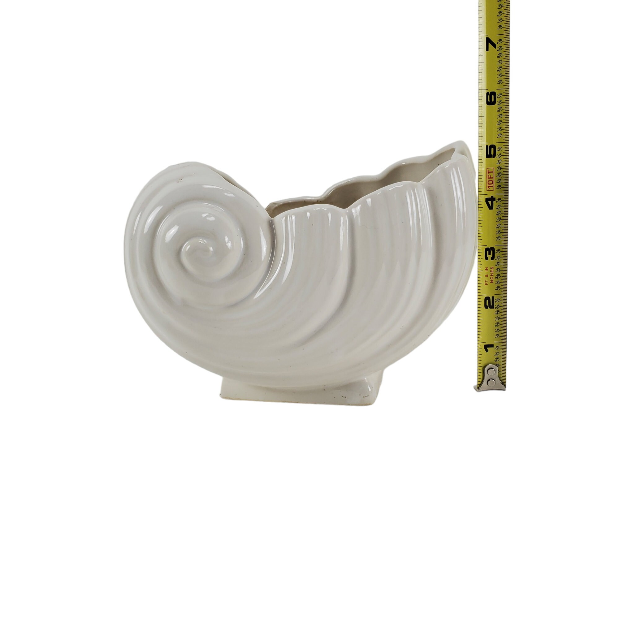 Vintage White Glazed Ocean Beach Nautilus Seashell Shell Pottery ...