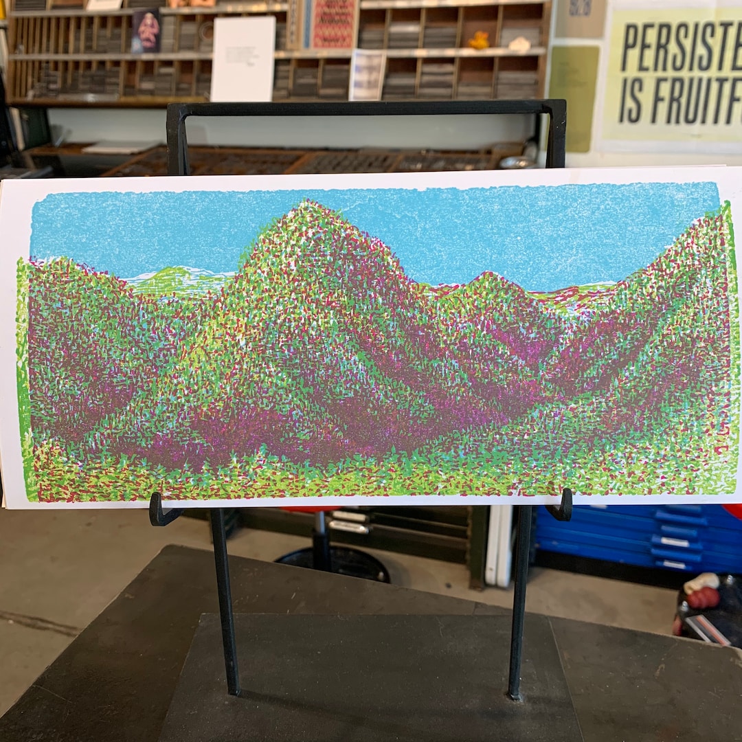 Eric Lindquist Artist, Woodcut, Western Hills, 4 Color Letterpress ...