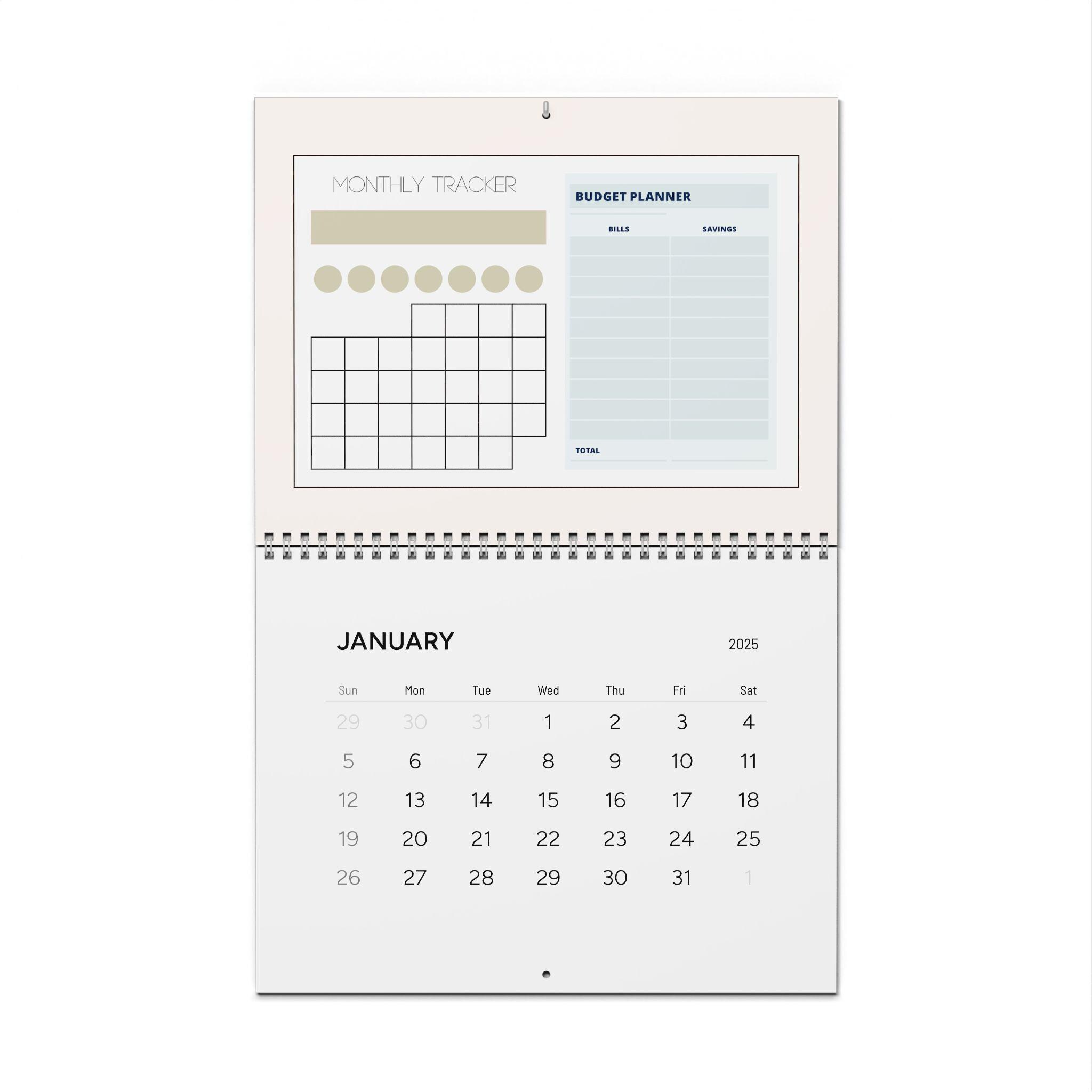 2025 Printable Wall Calendar With Monthly Habit Tracker and Budget ...