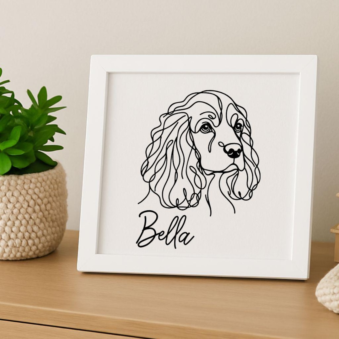 American Cocker Spaniel Memorial Portrait - Laser Engraved Wood Wall ...