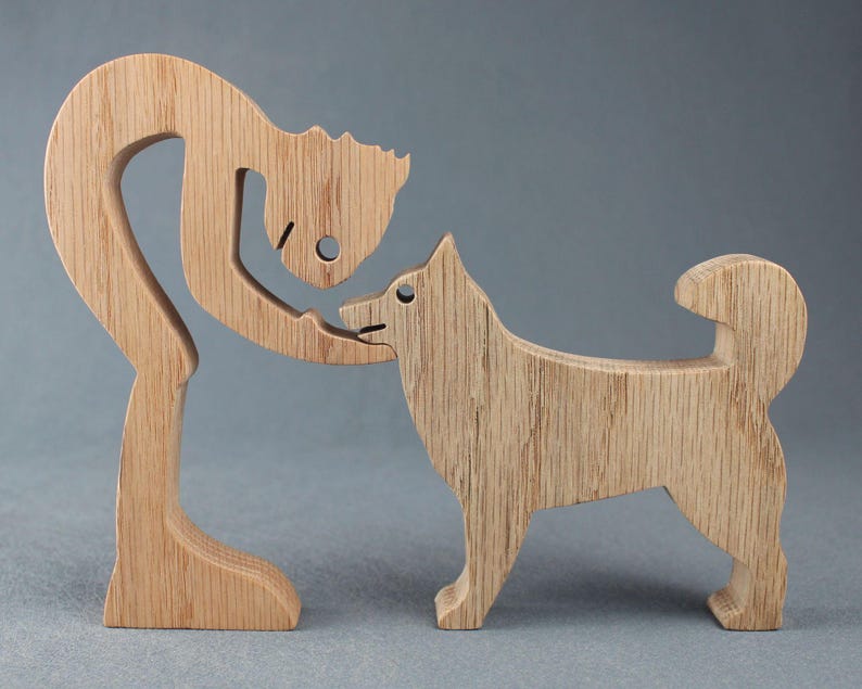 Handcrafted Oak Siberian Husky Figurine: Minimalist Dog Lover Gift - Etsy