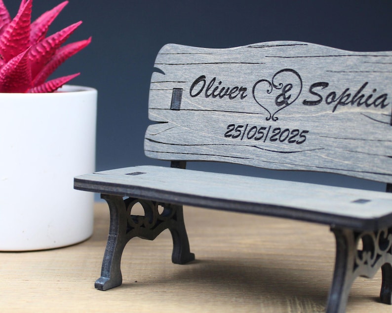 Engraved Miniature Wooden Bench - Personalized Romantic Keepsake for ...