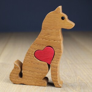 Rustic Oak Siberian Husky Sculpture: Handcrafted Wooden Dog Figurine ...