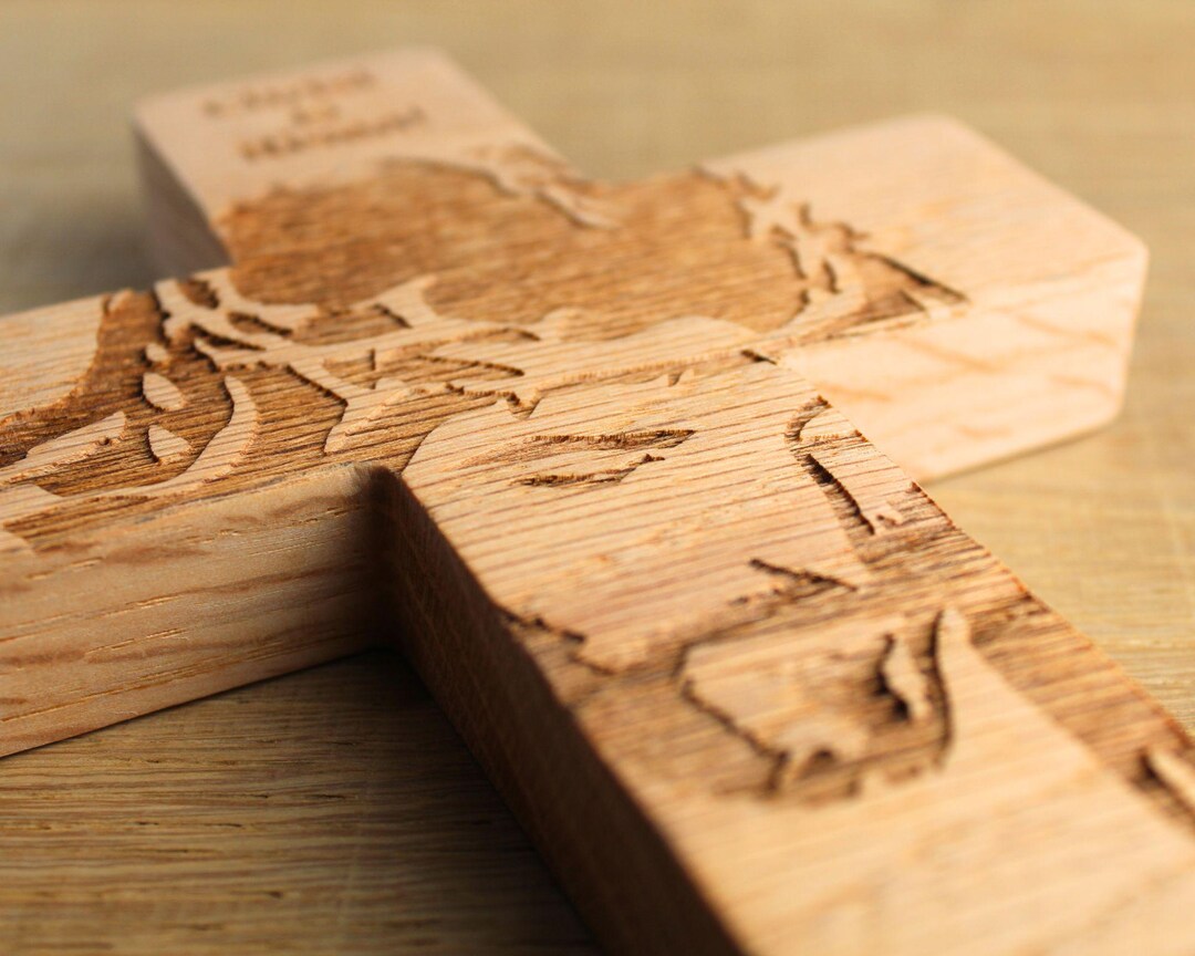 Personalized Engraved Oak Wood Cross: Christian Baptism Gift - Etsy
