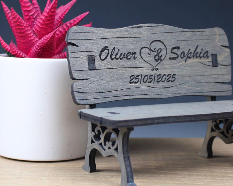 Personalized Miniature Wooden Bench: Engraved Couple's Keepsake - Etsy