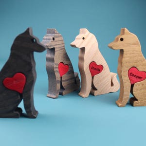 Rustic Oak Siberian Husky Sculpture: Handcrafted Wooden Dog Figurine ...