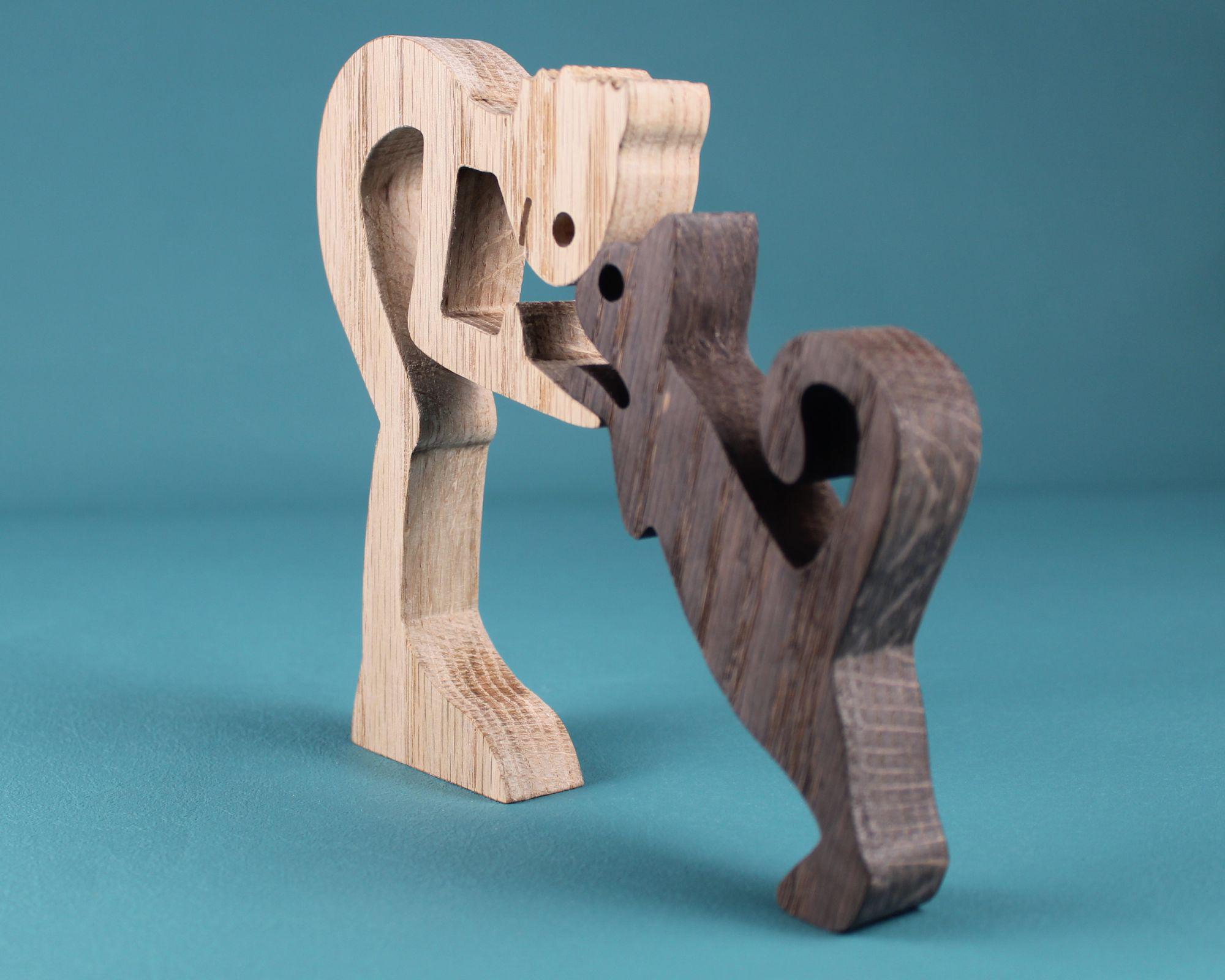 Oak Man and Cat Sculpture: Handcrafted Brutalist Wooden Art - Etsy