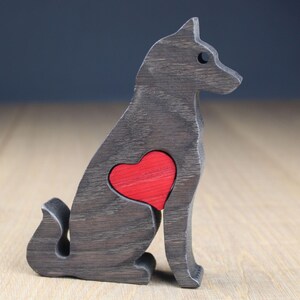 Rustic Oak Siberian Husky Sculpture: Handcrafted Wooden Dog Figurine ...