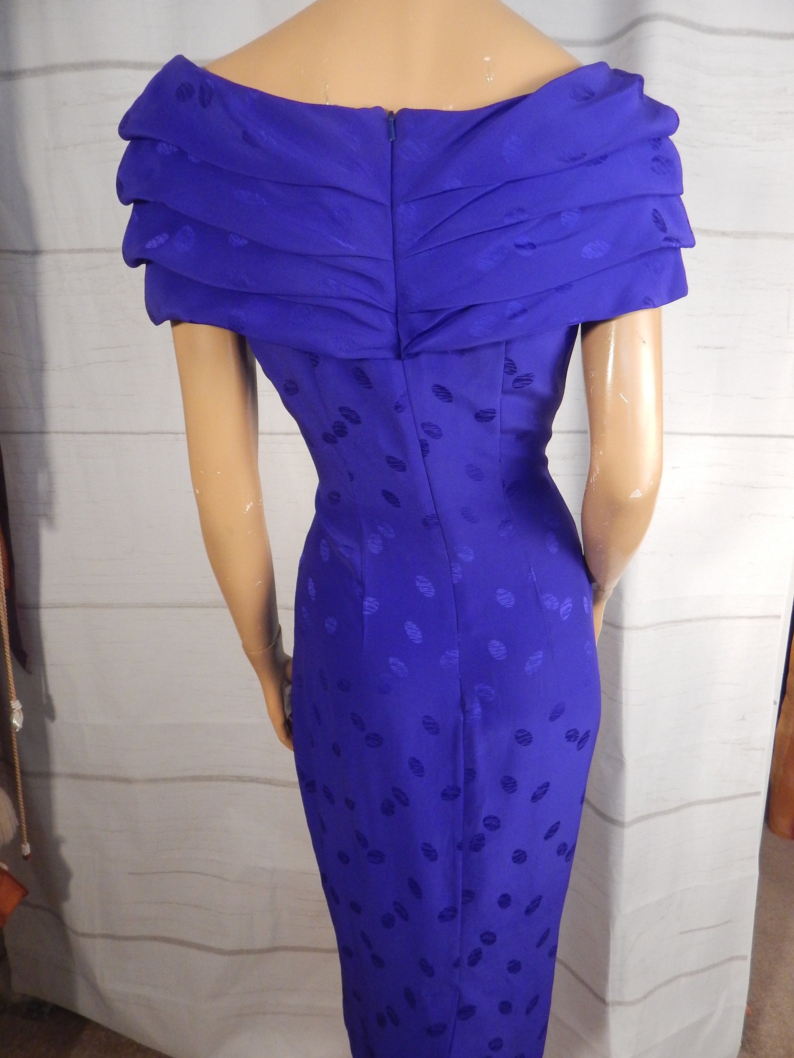 Vintage 1980 80s Purple Silk Dress, off the Shoulder, 40s Style - Etsy