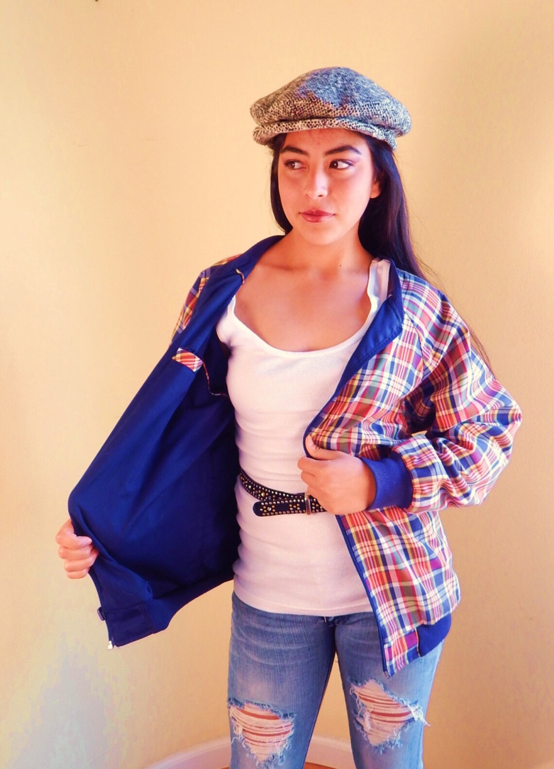 Vintage Plaid Coat, Reversible Coat, Mechanic Coat, Lowrider Jacket ...