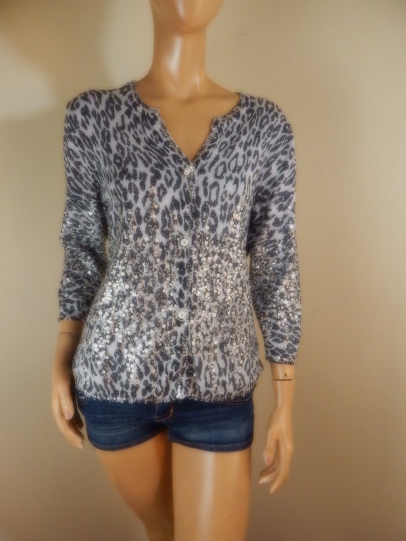 Berek collection large party sweater leopard rhinesto… - Gem