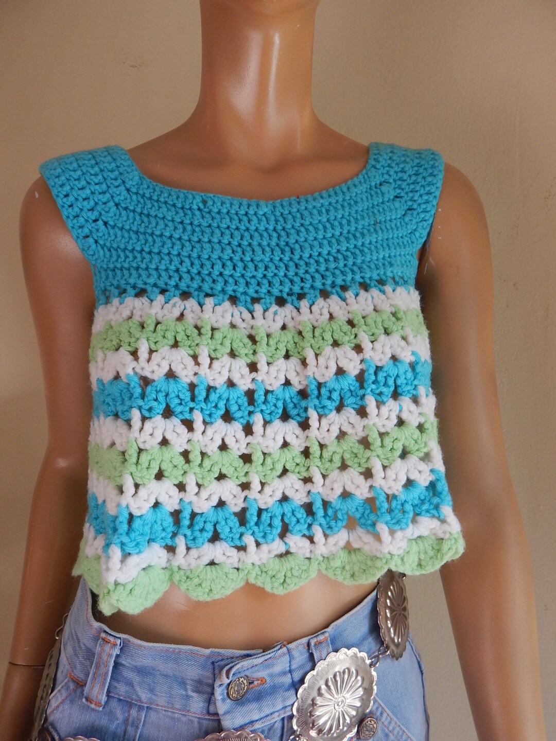 Vintage Crochet Top, Handmade Top, Hippie Top, 1970s, Bohemian Festival ...