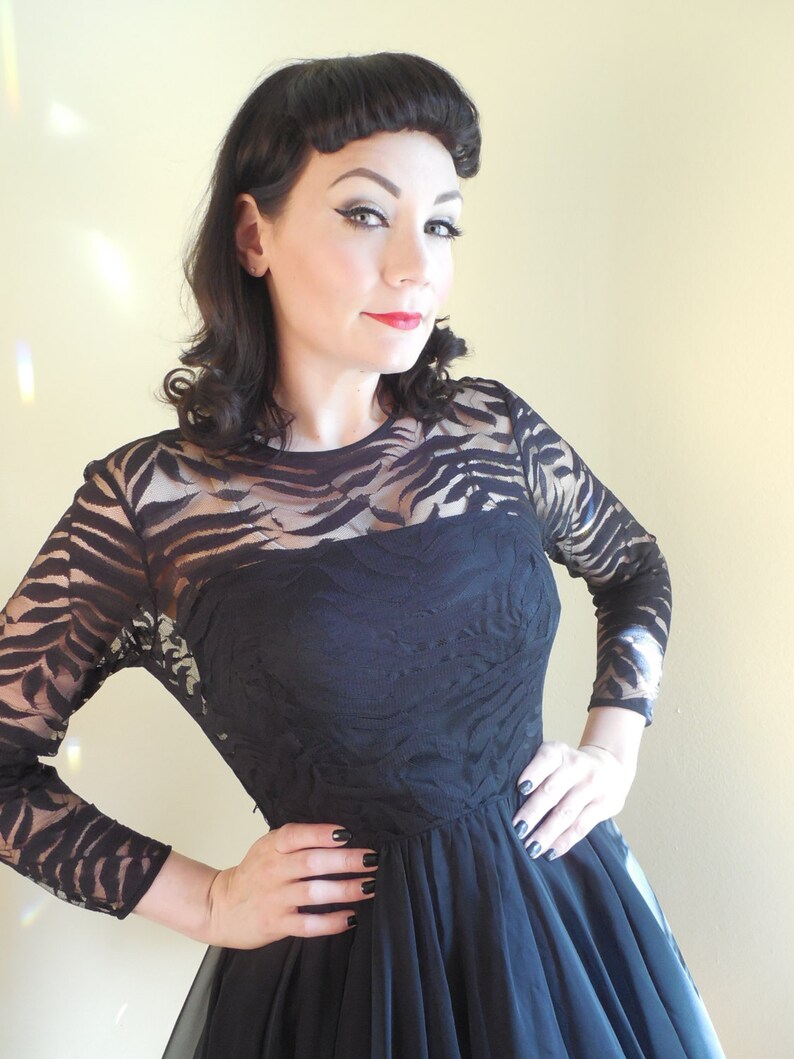 Vintage Chiffon Dress Emma Domb .style Curly Hem Zebra - Etsy