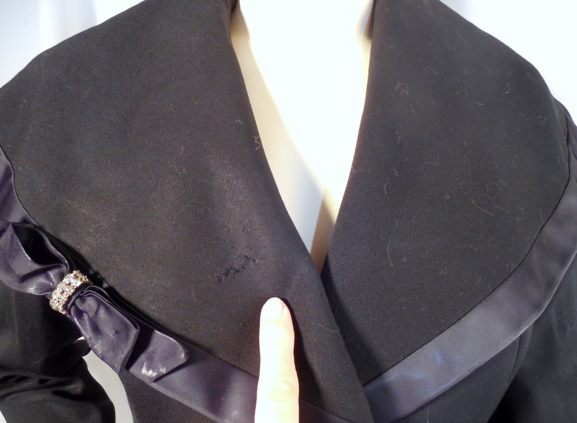 Vintage 1940s Virgin Wool Jacket Satin Bows and Rhinestones - Etsy
