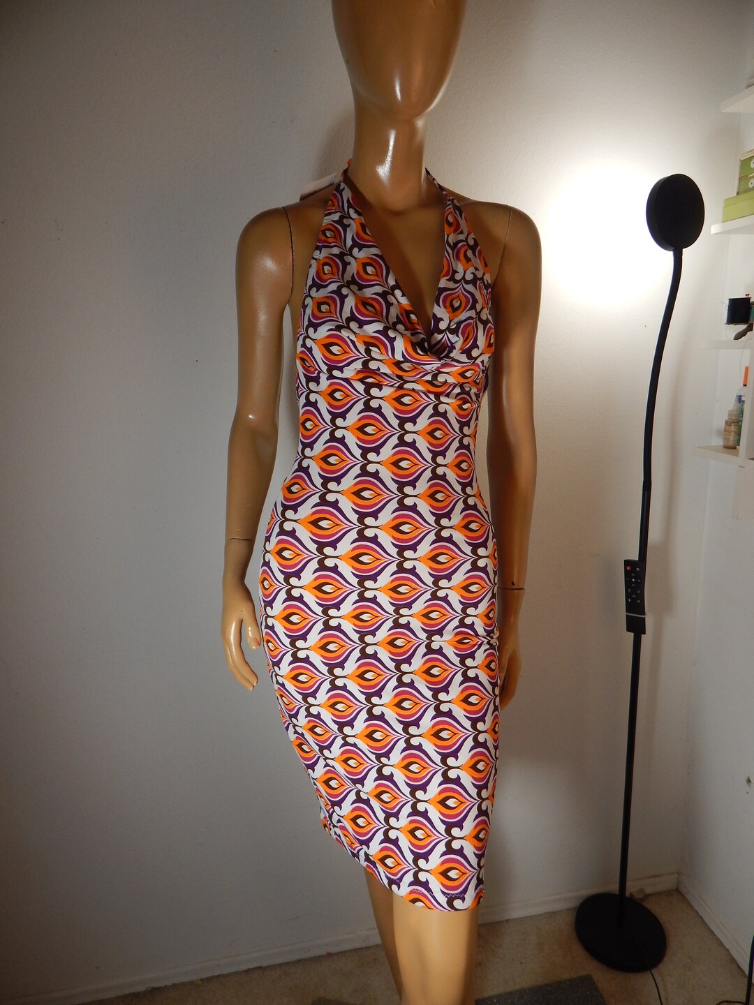 Sexy Dress Retro Print, Handmade. Low Front, Low Back, Small - Etsy