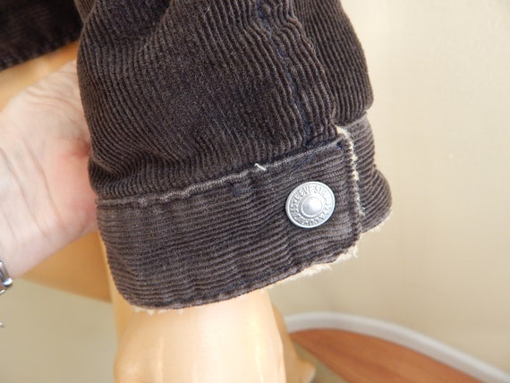 womens Levi brown corduroy trucker jacket, shearling … - Gem