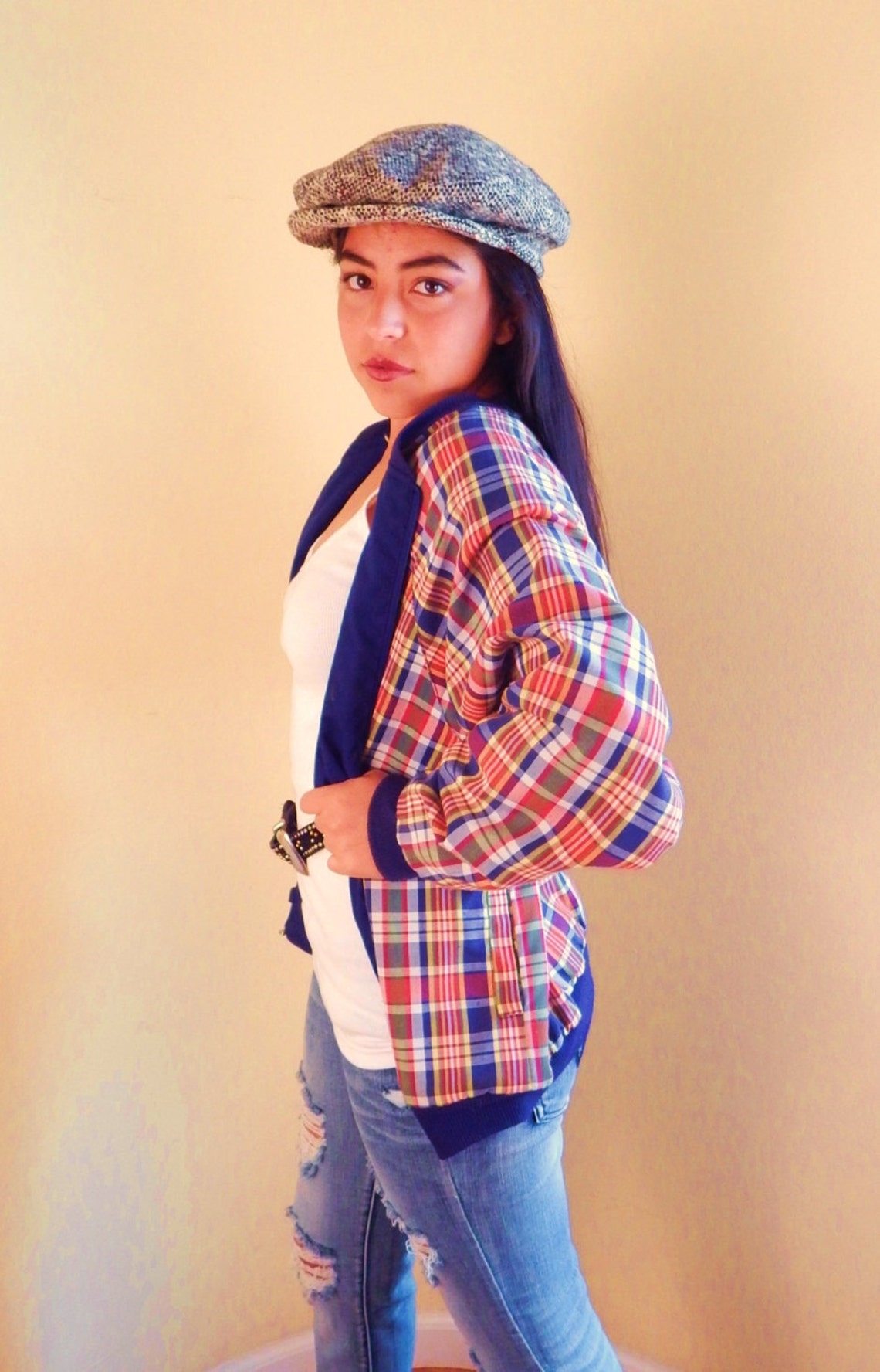 Vintage Plaid Coat, Reversible Coat, Mechanic Coat, Lowrider Jacket ...