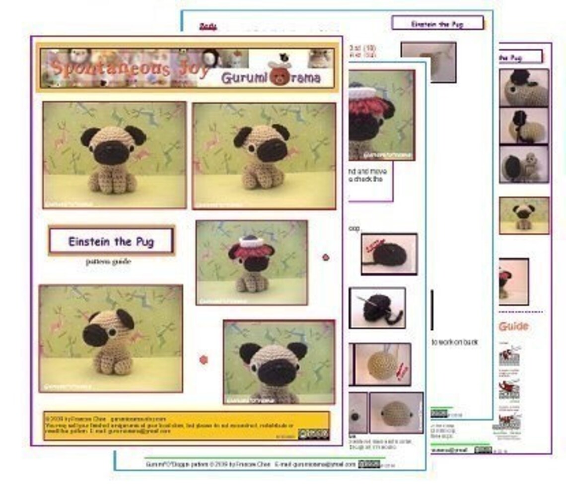 Crochet Dog Pattern, Amigurumi Pug Stuffed Plush Toy Tutorial, Instant ...