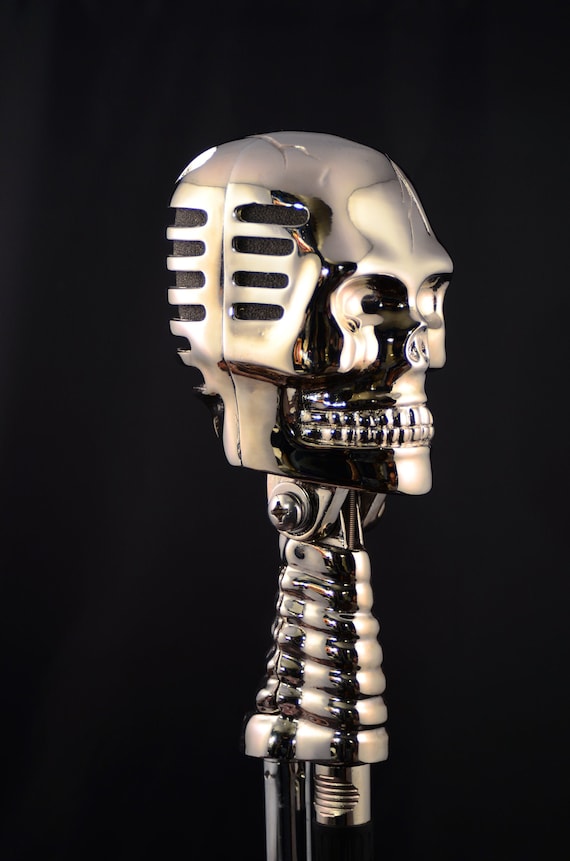 Skull Microphone Bright Chrome Gothic rock and Roll | Etsy