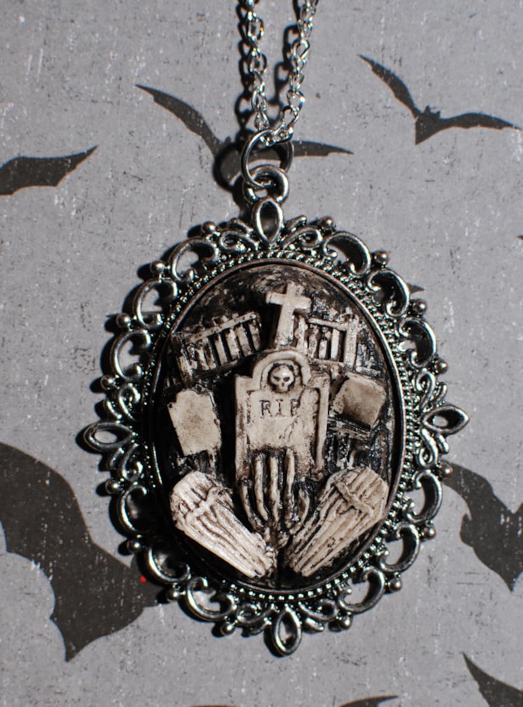 Halloween Jewelry - Creepy Cute Gothic Necklace - Victorian Cemetery ...