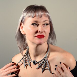 Spider Web Collar Necklace Antique Silver Tone ... New! - Etsy