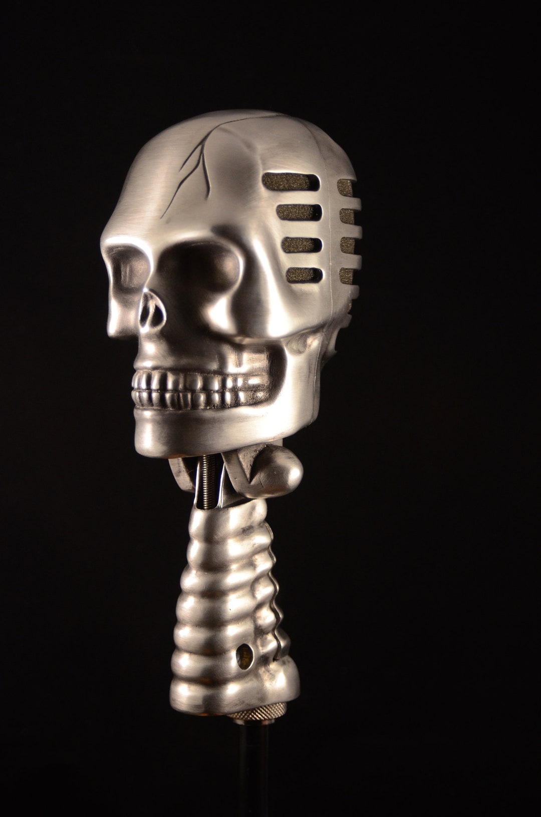 Skull Microphone Satin Gun Metal Gothic Rock and Roll - Etsy
