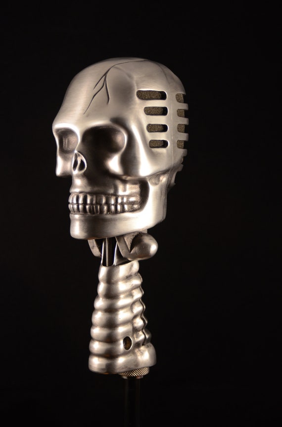 Skull Microphone Satin Gun Metal Gothic Rock and Roll | Etsy