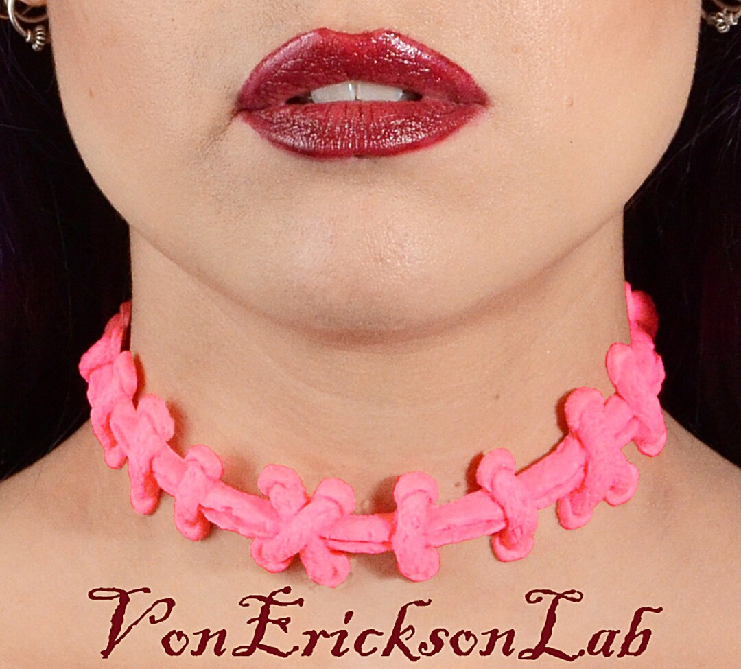 Stitch Necklace - Creepy Cute Pink Stitch Necklace - Frankenstein ...