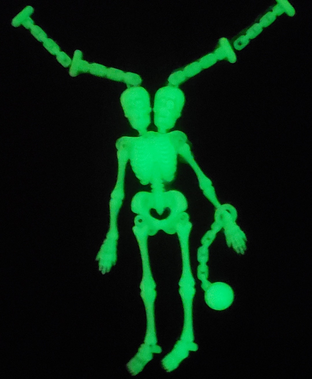 Creepy Crawlers Glow in the Dark Skeleton Necklace With Two Heads - Etsy