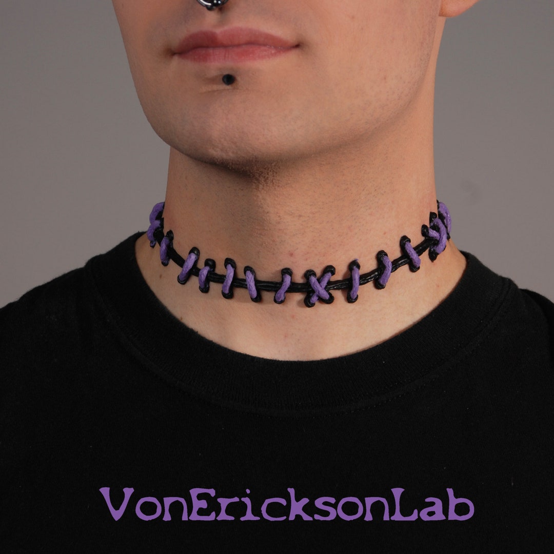 Zombie Stitches -purple and Black Stitch Necklace - Etsy