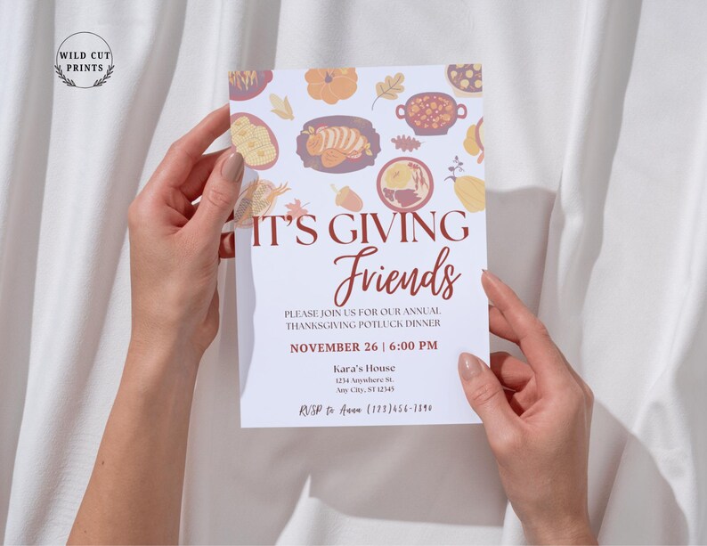 Editable Friendsgiving Dinner Invitation Template, It's Giving Friends ...