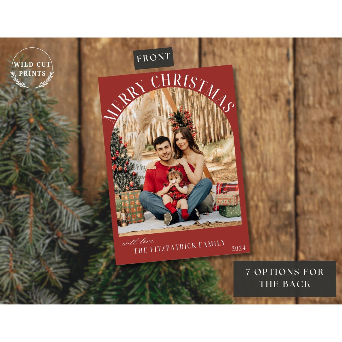 Editable Christmas Card Template, 5 X 7 Boho, Minimalist Christmas Card ...