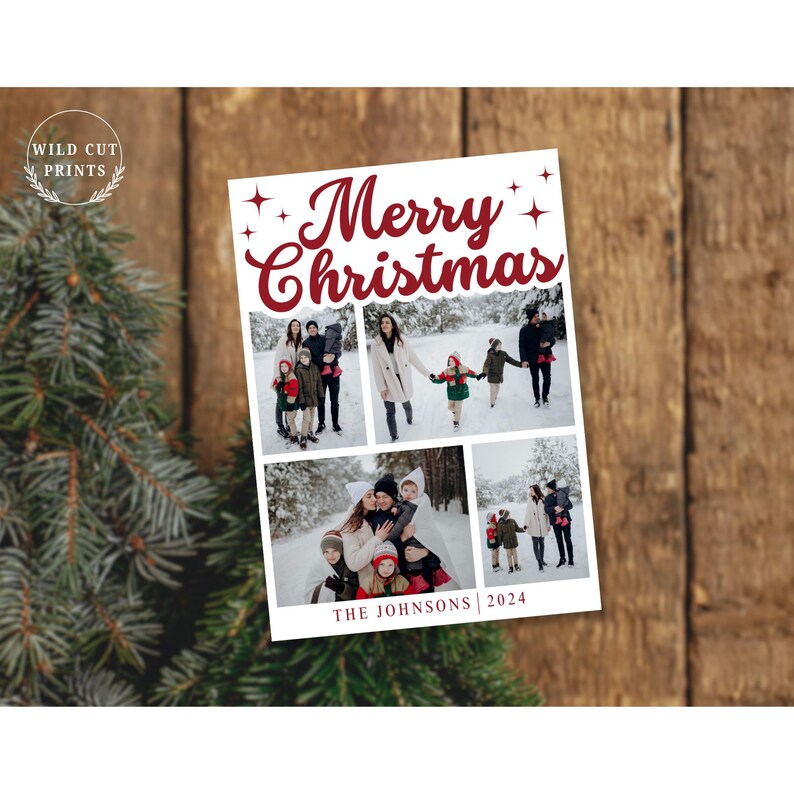 Editable Boho Christmas Photo Card Template, Canva (digital Download ...