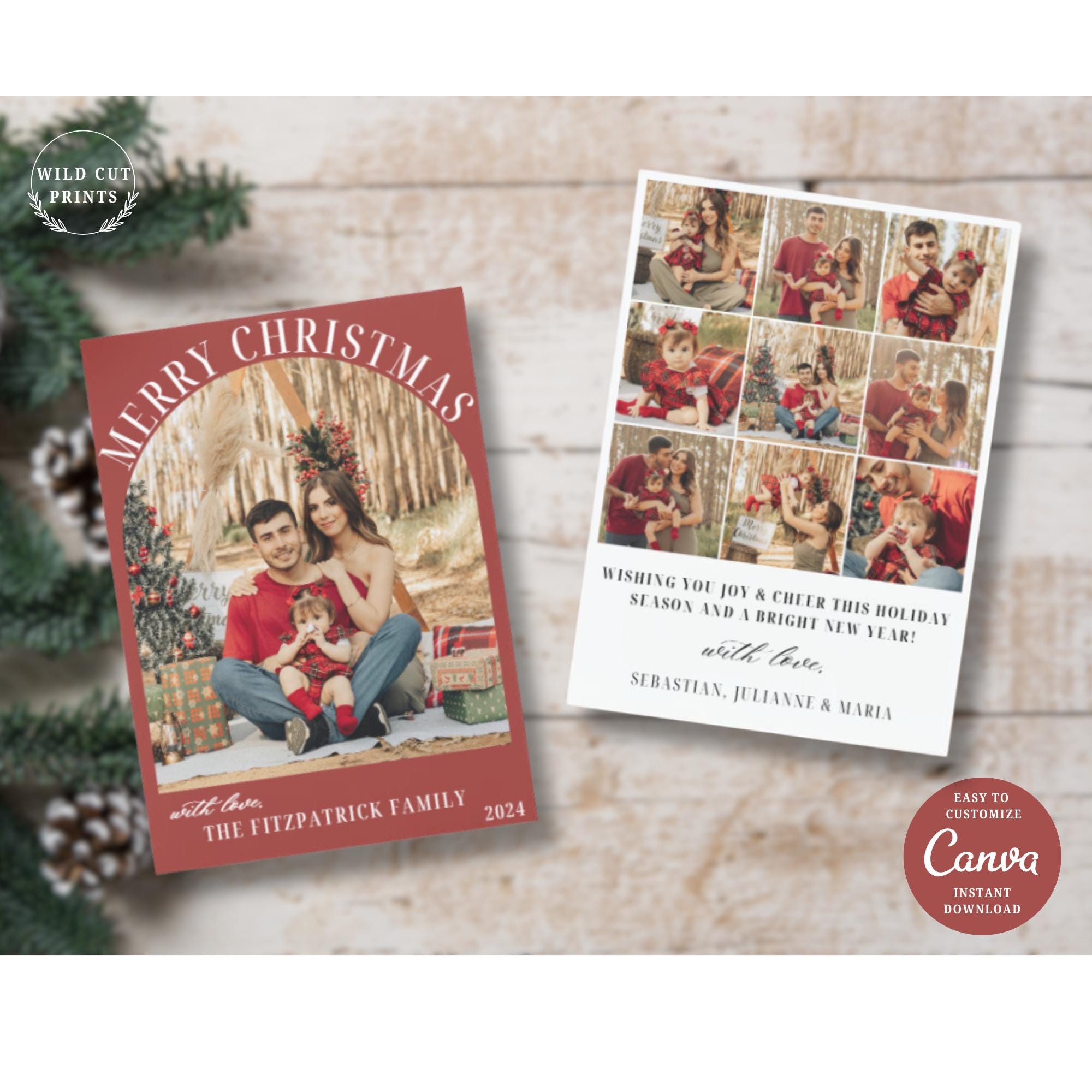 Editable Christmas Card Template, 5 X 7 Boho, Minimalist Christmas Card ...