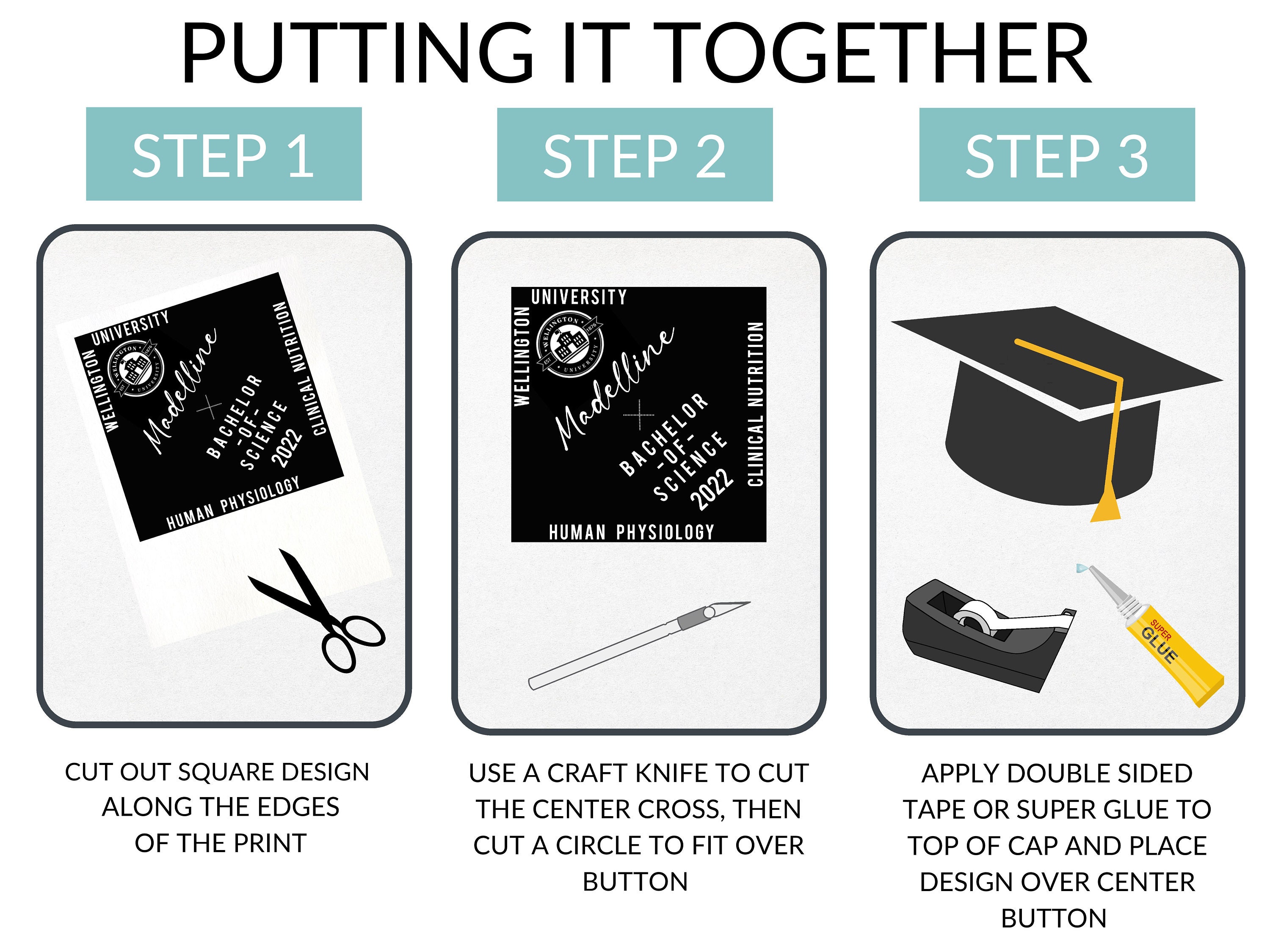 Grad Cap Topper Graduation Gift Custom Printable - DIGITAL DOWNLOAD ...