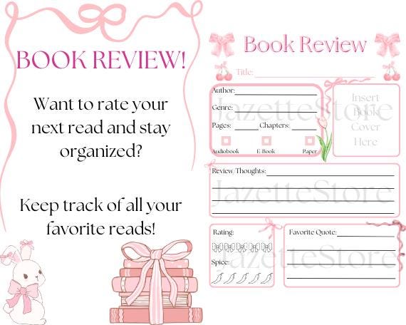 Book Review! Aesthetic Printable Book Review Page, Review Template ...