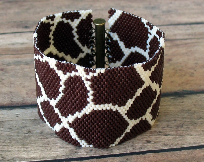 Giraffe Pattern Woven Bead Cuff Bracelet - Etsy
