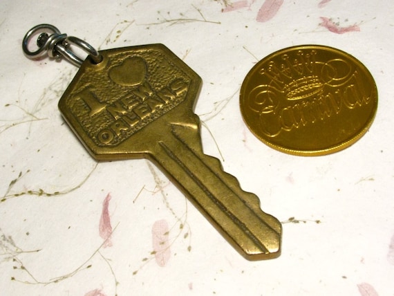 New Orleans Vintage Brass Key Fob and Carnival Commem… - Gem