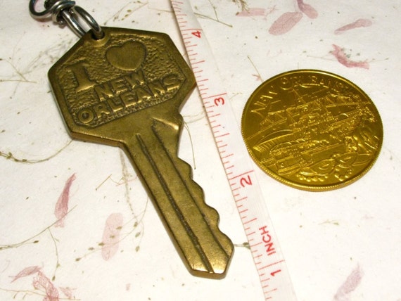 New Orleans Vintage Brass Key Fob and Carnival Commem… - Gem