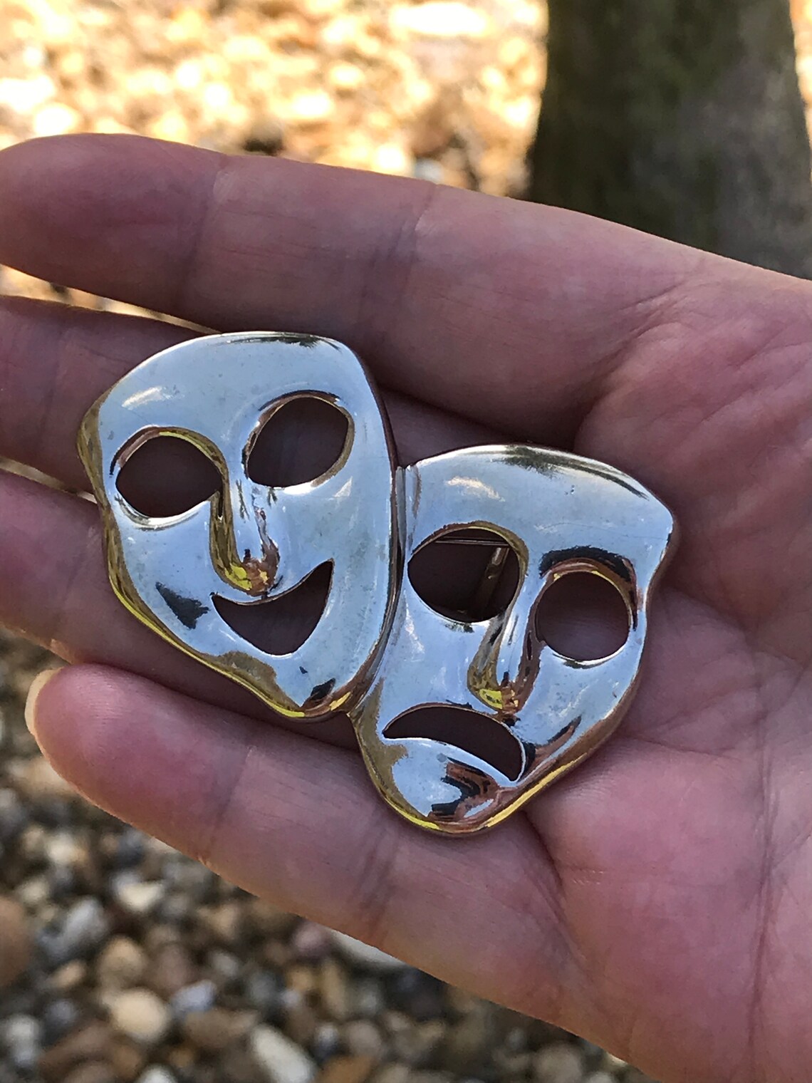 Vintage Comedy Tragedy Masks Brooch Pin Theater Thespian Award Rarer ...