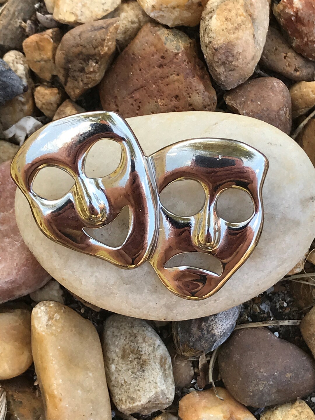 Vintage Comedy Tragedy Masks Brooch Pin Theater Thespian Award Rarer ...