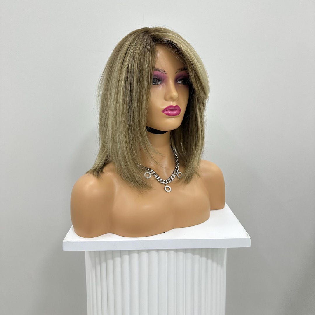 Human Hair Wig, Medium Beige, Easy to Wear, Silk Base Wig, Handmade Wig, Alopecia Wig, Premium ...