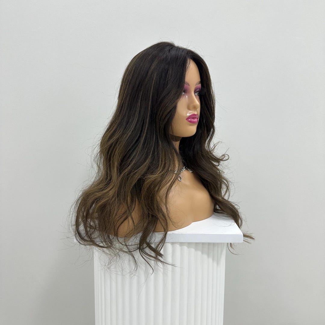 6x6" Lace Base Human Hair Topper, Caramel Balayage, Virgin Human Hair ...