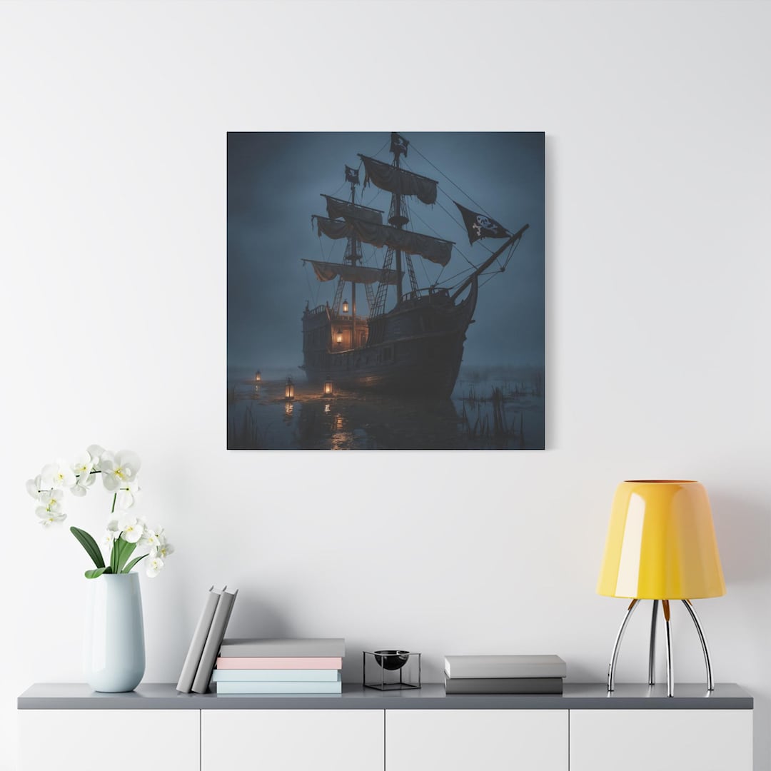 Pirate Ship Canvas Art, Nautical Wall Decor, Coastal Home Decor, Unique ...