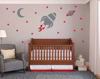 Rocket Ship Wall Decals | Etsy